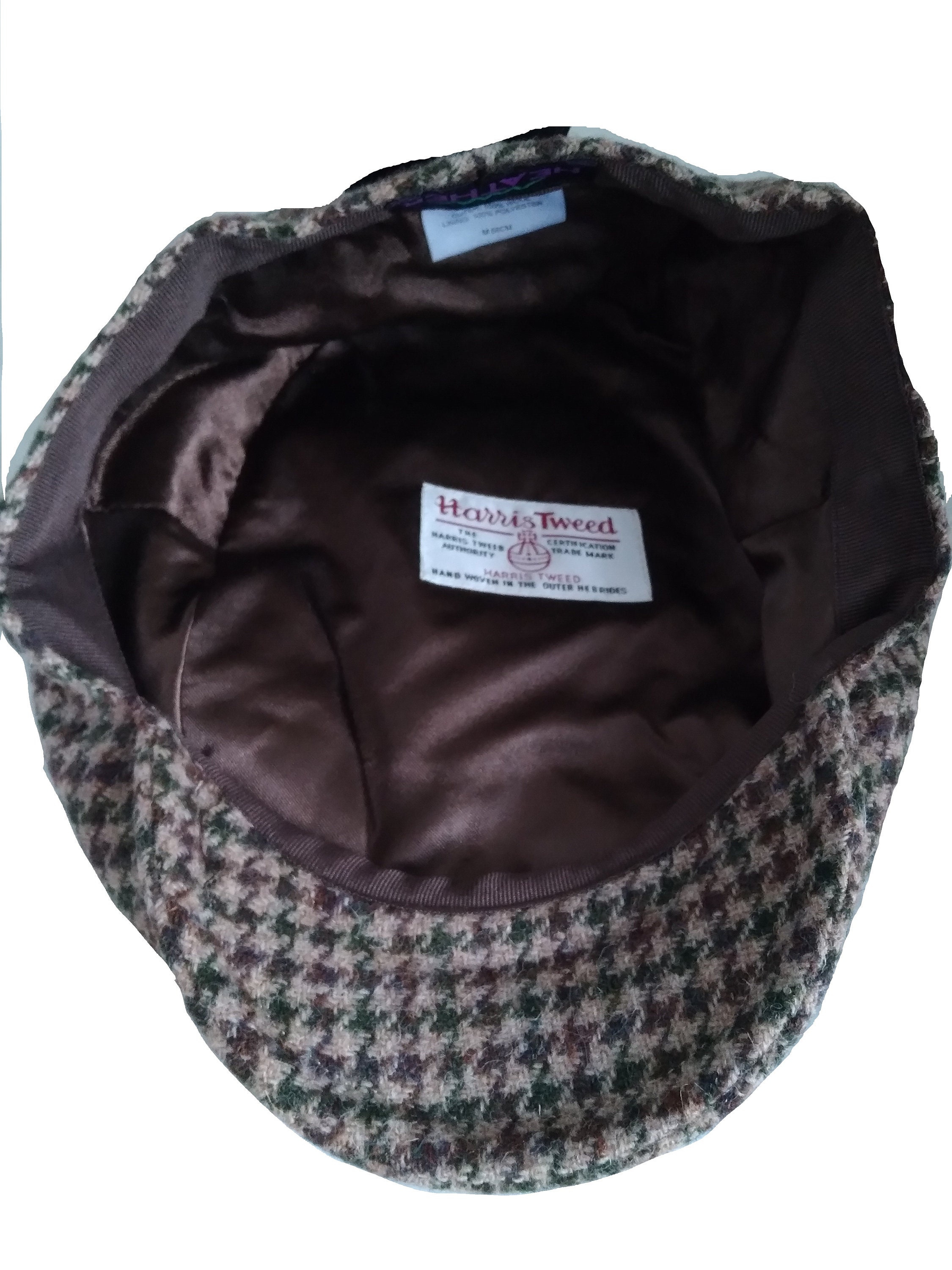 Genuine Scottish Highland Harris Tweed® Cap ZH014 BEIGE HOUNDSTOOTH ...