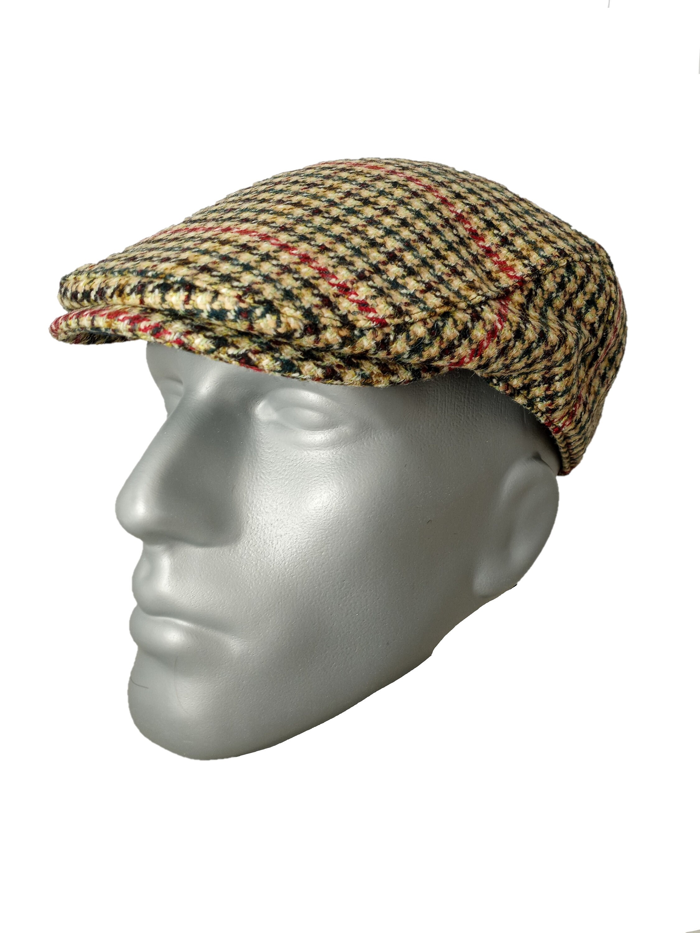 Men's Kirby Genuine British Wool Tweed Cap ZH043-2A RED/BLACK/GREEN ...