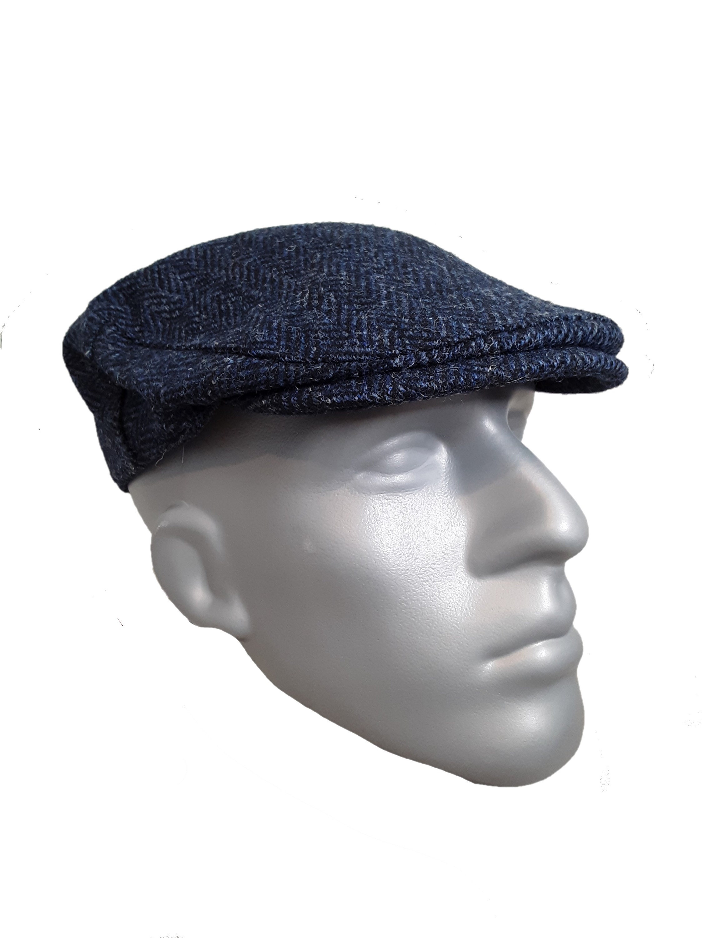 Genuine Scottish Highland Harris Tweed® Cap ZH014 in Blue / Black ...
