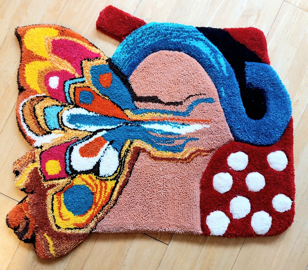 Butterfly, Rug, Tufting Gun, Tufted, Tuftin Rug, Hand Made, Rugs - Etsy