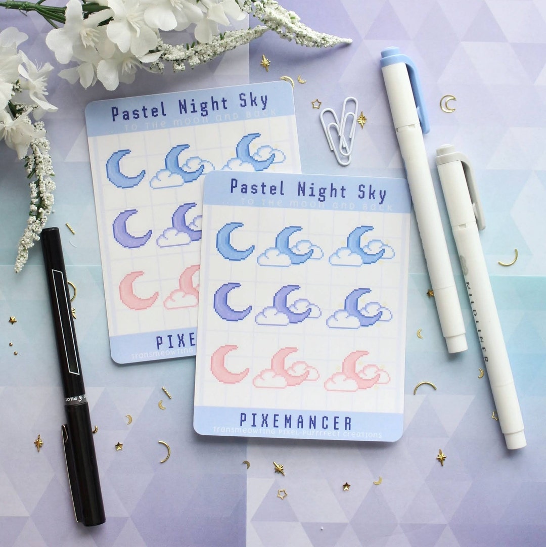 Pastel Night Sky Sticker Sheet Moon Stickers Astrology - Etsy