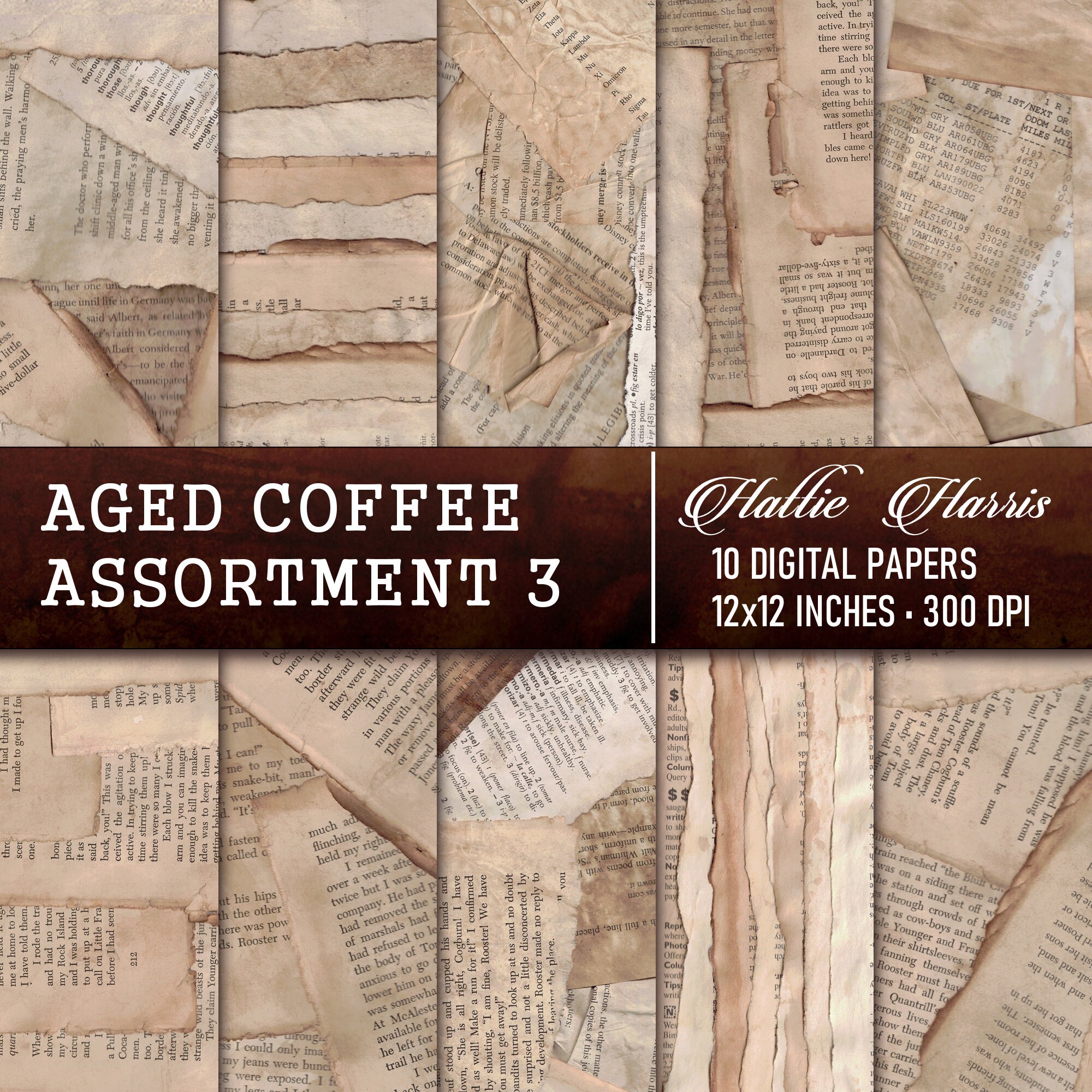 Aged Coffee Assortment (03) - 10 Pages 12x12 Decorative Paper Digital ...