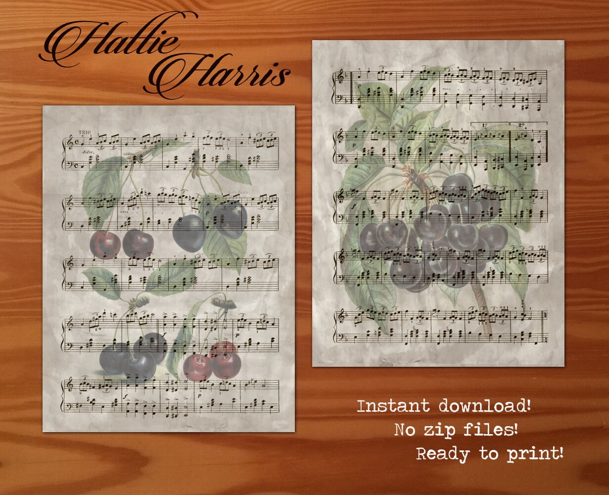 Botanical Music Sheet 1 Frameable Floral Paper High-res - Etsy