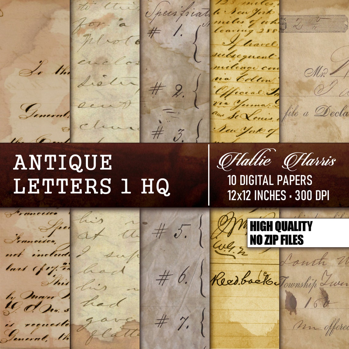 Antique Letters #1 Decorative Paper High Resolution Digital Download 5 ...