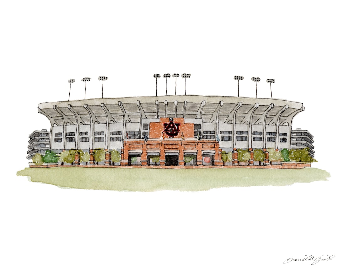 Jordan-hare Stadium Auburn Watercolor Painting - Giclee Print - FREE ...