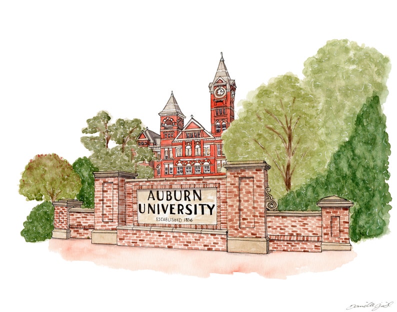 Samford Hall Auburn Watercolor Painting - Giclee Print - FREE SHIPPING ...