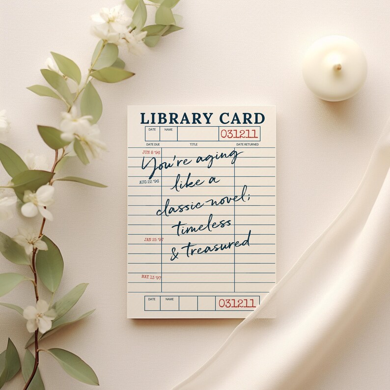 Vintage Library-themed Printable Birthday Card for Book Lovers ...