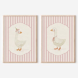 Vintage Pink Goose Nursery Prints: Cottagecore Farmhouse Decor (set of ...