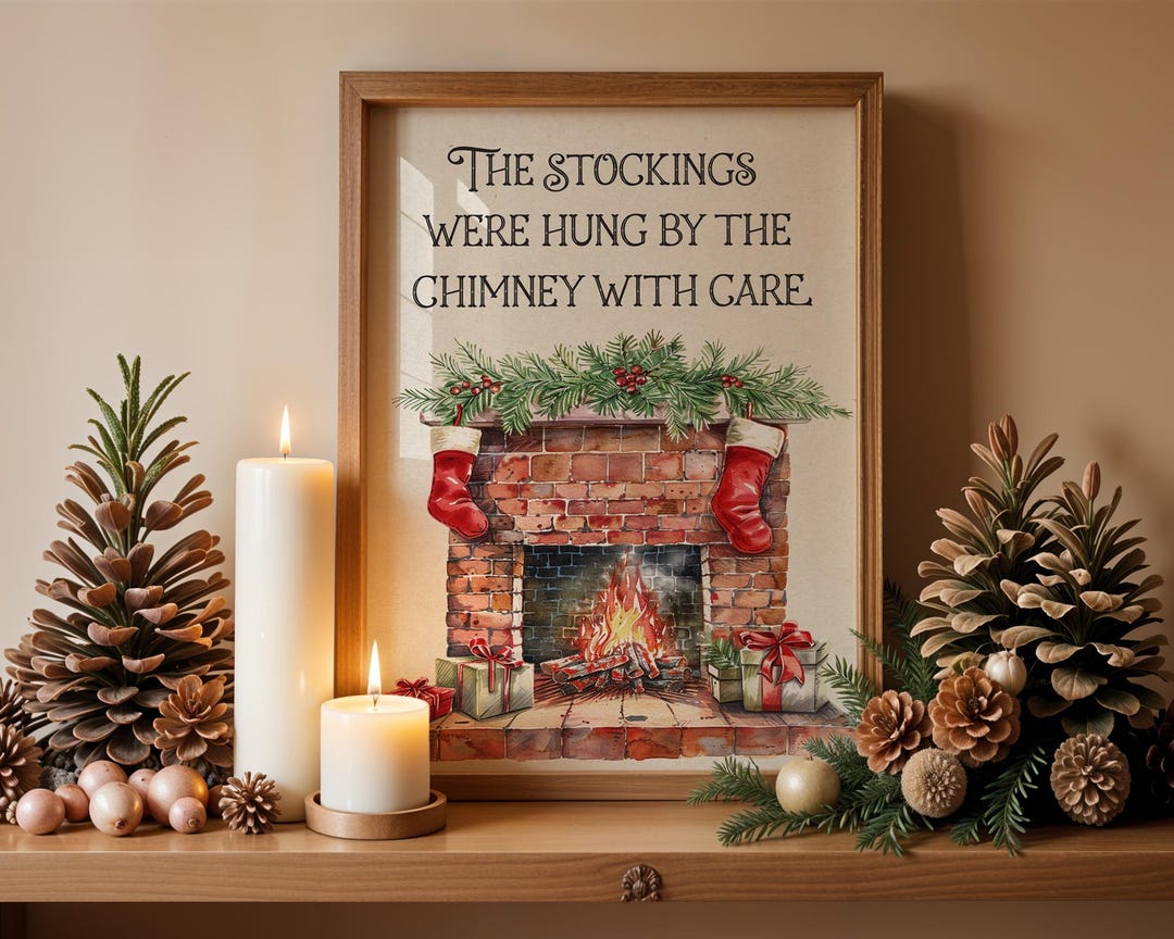 The Stockings Were Hung Sign Print, Farmhouse Christmas Printable ...