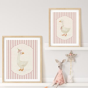 Vintage Pink Goose Nursery Prints: Cottagecore Farmhouse Decor (set of ...
