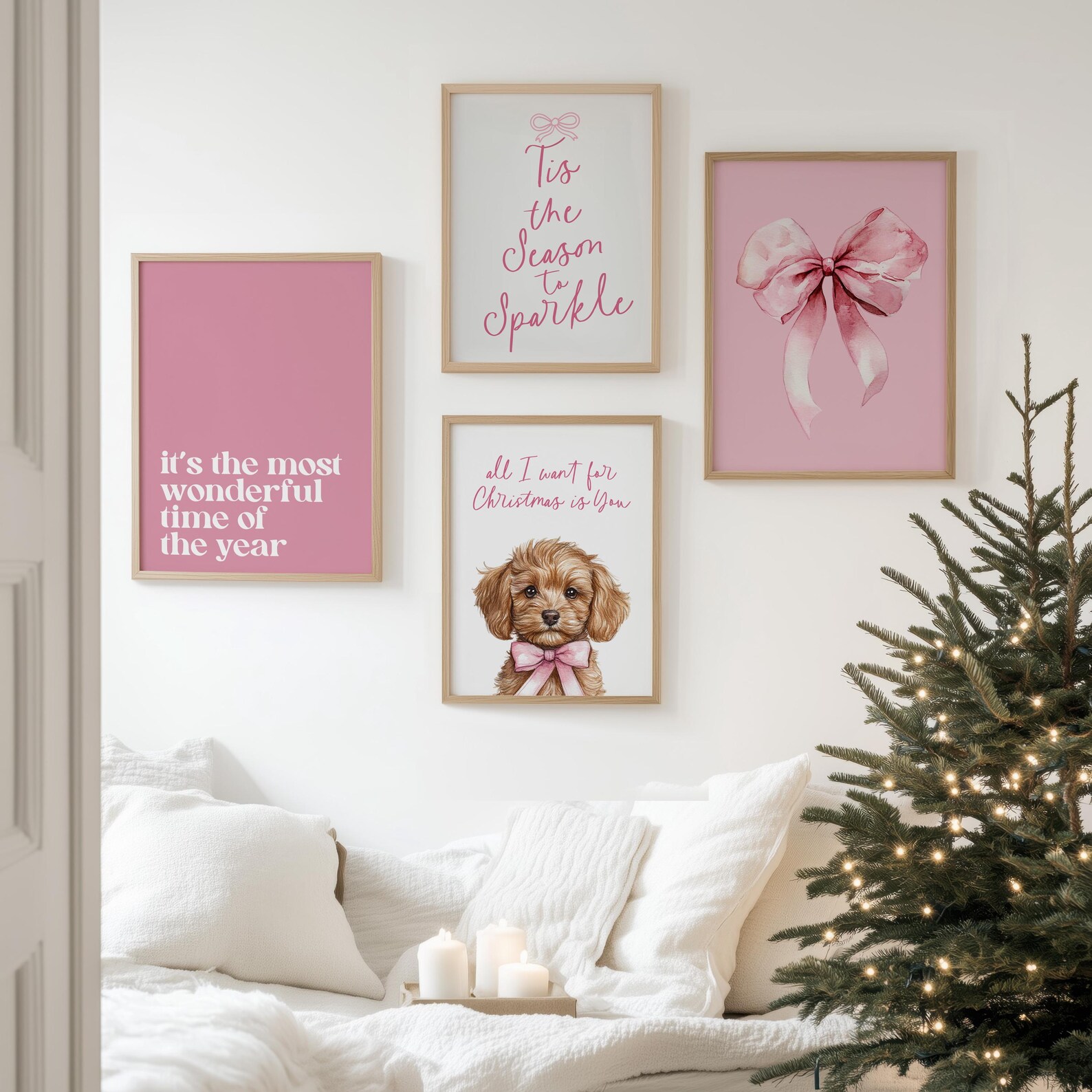 Pink Christmas Gallery Wall Set of 10, Coquette Christmas Aesthetic ...