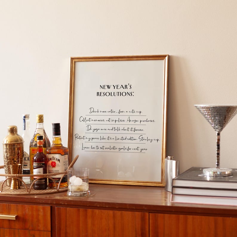 Funny New Year's Resolutions Print: Minimalist Typography Art (digital ...