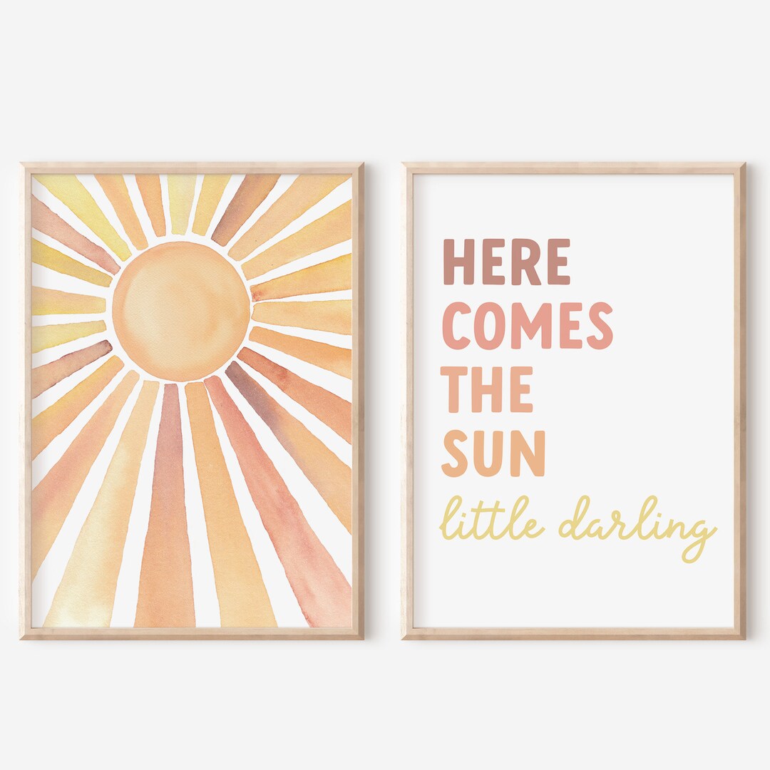 Here Comes the Sun Print, Home Decor Print, Beatles Quote, Kids Room ...