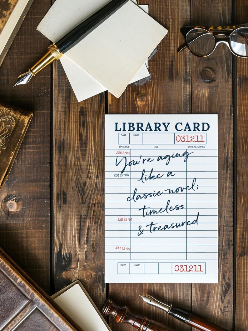 Vintage Library-themed Printable Birthday Card for Book Lovers ...