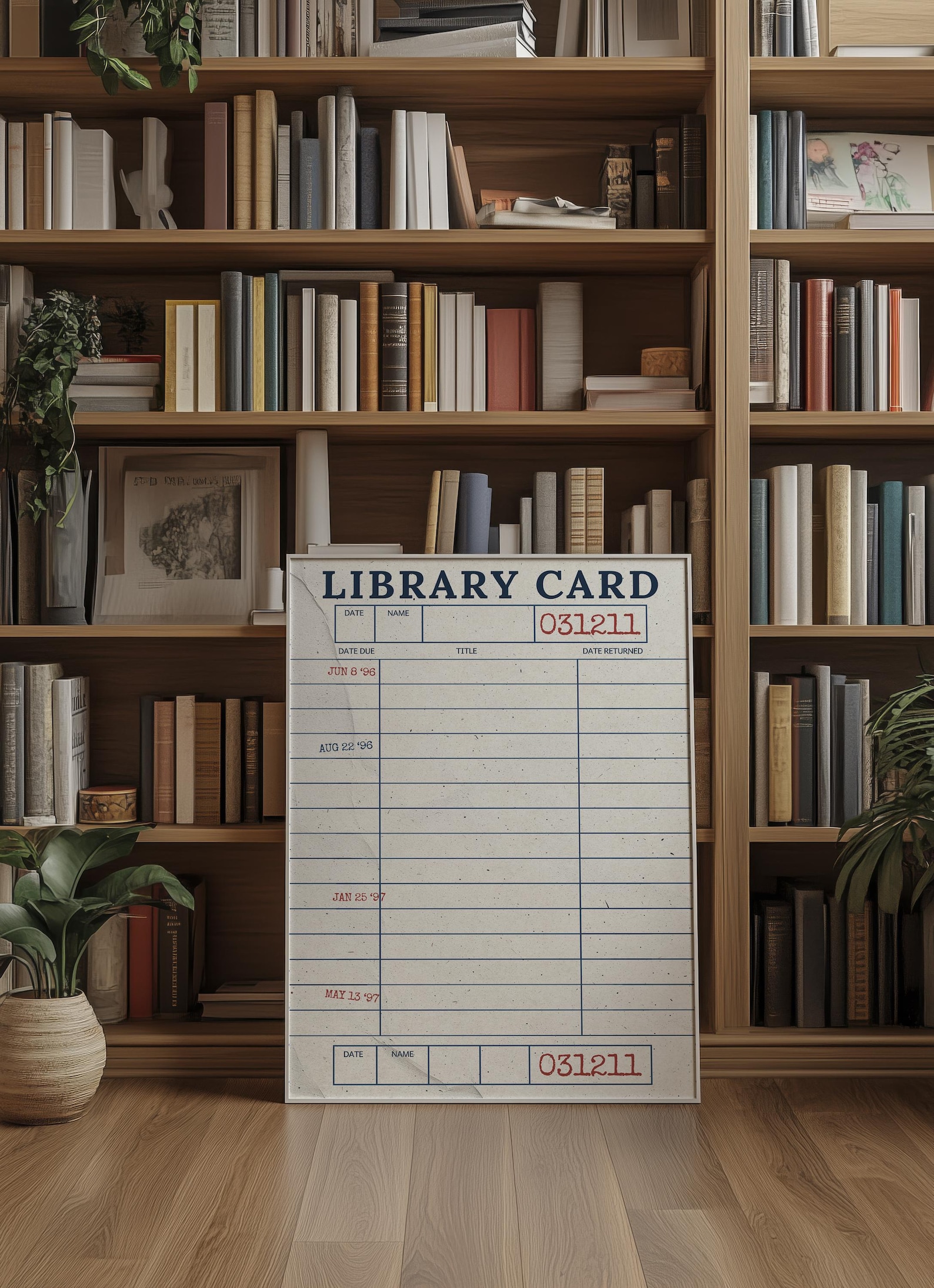Vintage Library Card Printable: Creative Guestbook, Book Lover Gift ...