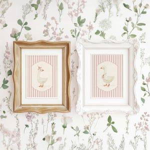 Vintage Pink Goose Nursery Prints: Cottagecore Farmhouse Decor (set of ...