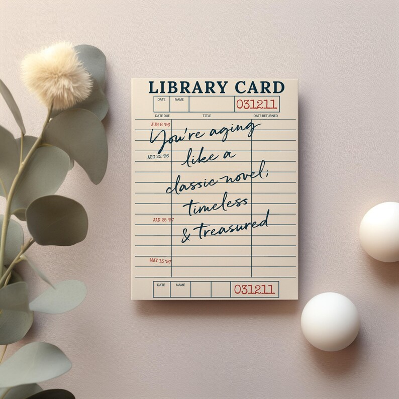 Vintage Library-themed Printable Birthday Card for Book Lovers ...