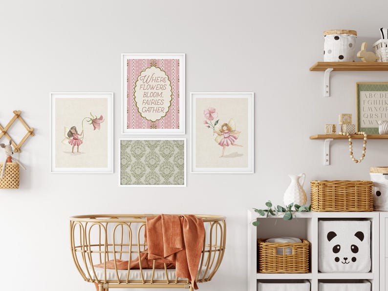 Cottagecore Girl Nursery Wall Art Set, Shabby Chic Vintage Prints ...