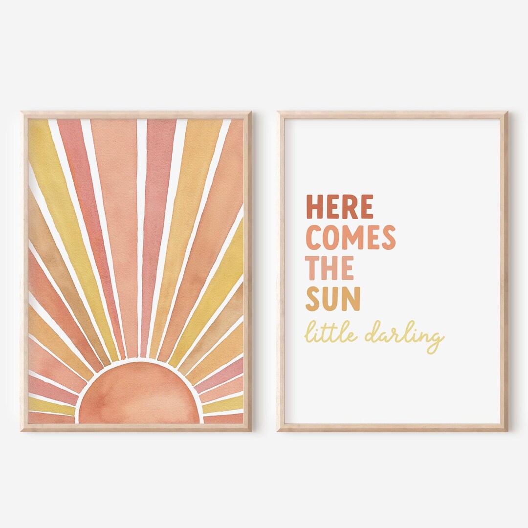 Here Comes the Sun Beatles-inspired Retro Sunshine Print for Nursery ...