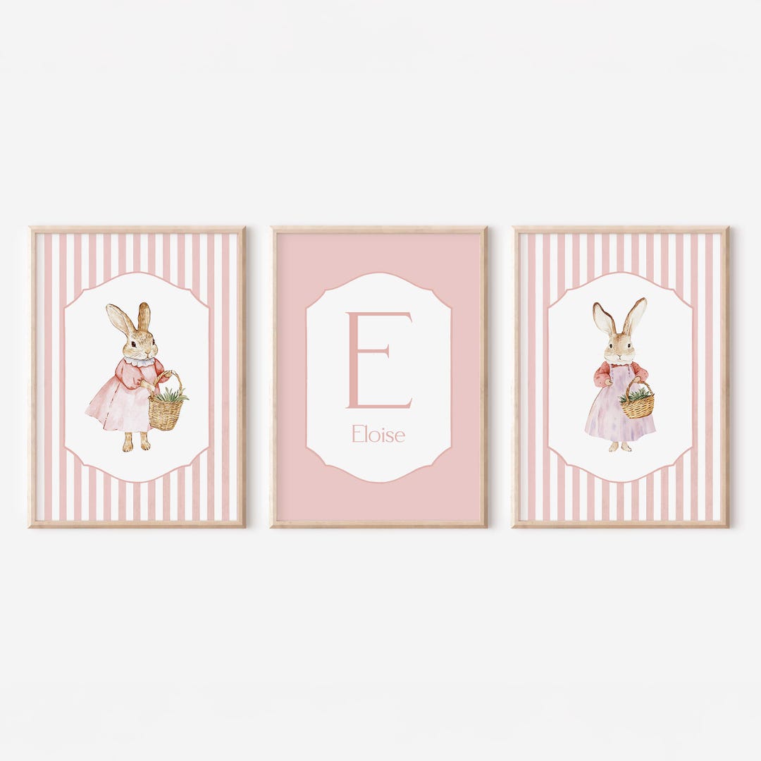 Customized Beatrix Potter Peter Rabbit Nursery Prints: Pink Cottagecore ...
