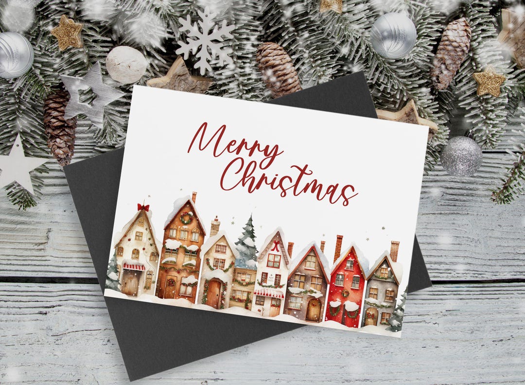 Merry Christmas Card Printable, Holiday Greeting Card, Christmas ...