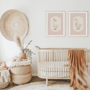 Vintage Pink Goose Nursery Prints: Cottagecore Farmhouse Decor (set of ...