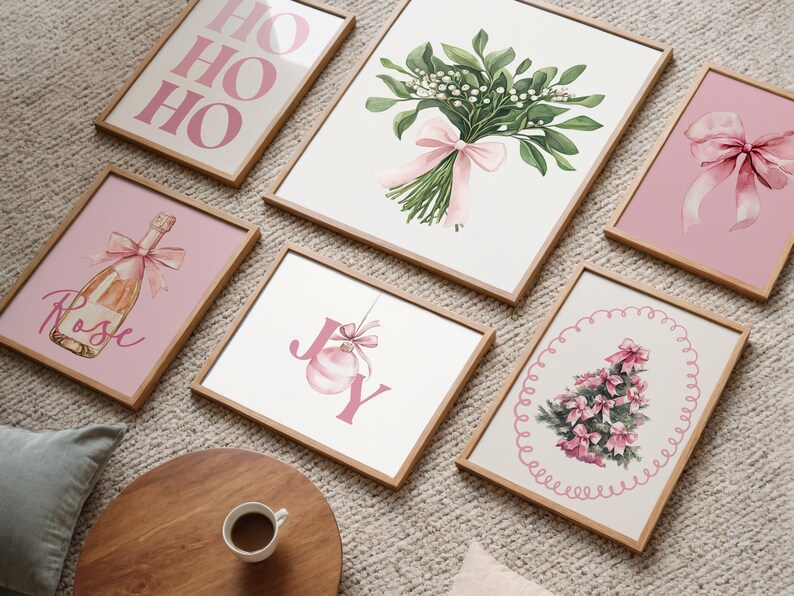 Pink Christmas Gallery Wall Set of 10, Coquette Christmas Aesthetic ...