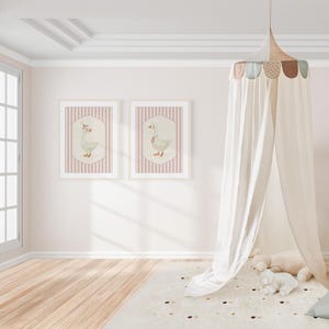 Vintage Pink Goose Nursery Prints: Cottagecore Farmhouse Decor (set of ...