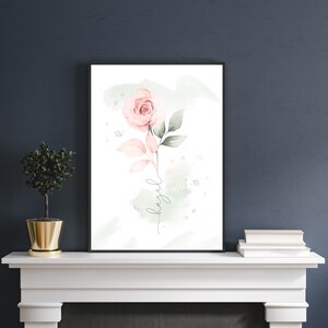 Personalized Floral Name Print: Monogram Rose Wall Art for Nursery ...