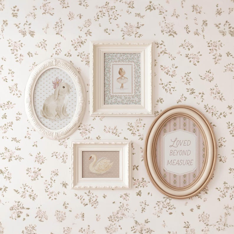 Cottagecore Girl Nursery Wall Art Set, Shabby Chic Vintage Prints ...