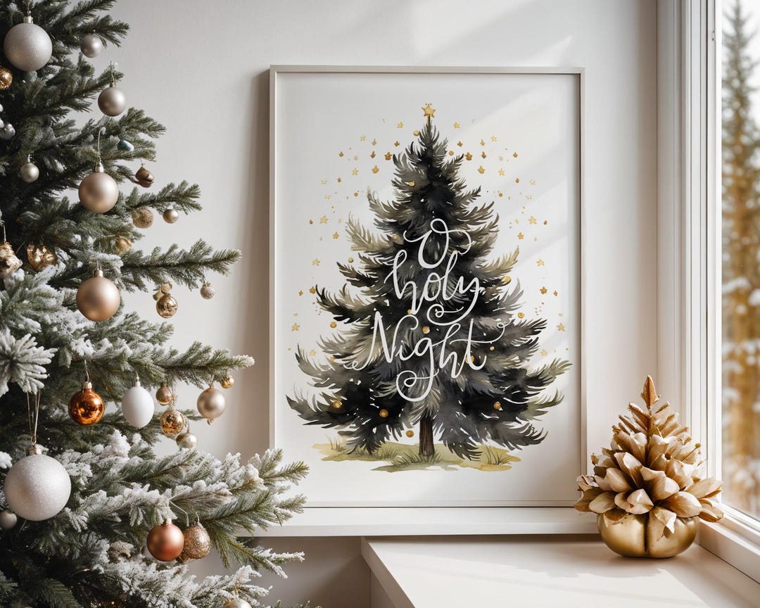O Holy Night Christmas Tree Print: Festive Holiday Decor (digital ...