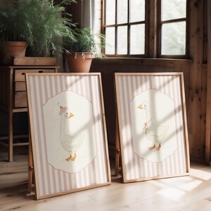 Vintage Pink Goose Nursery Prints: Cottagecore Farmhouse Decor (set of ...
