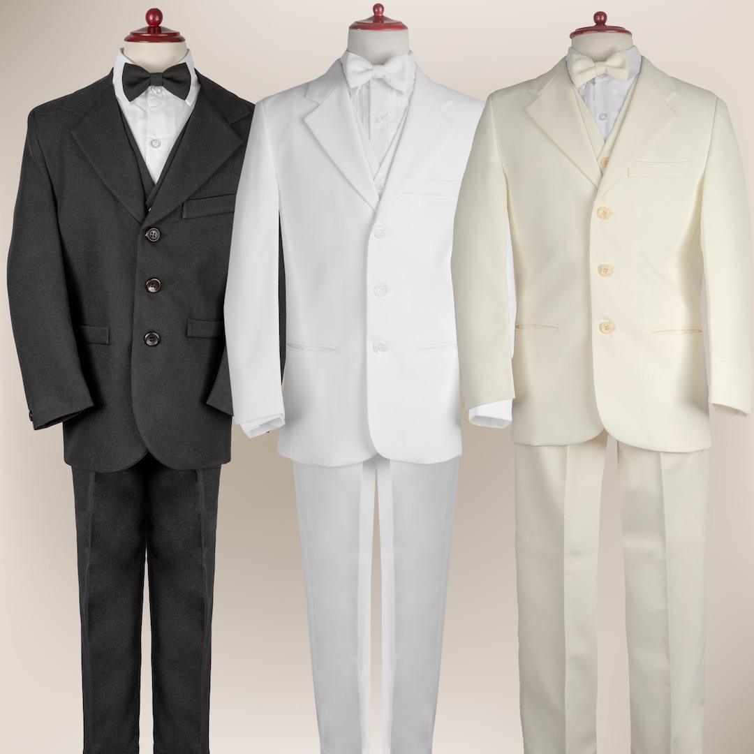 Teen Boy's 5-piece Notch Suit Set| Ring Bearer Outfit | First Communion ...