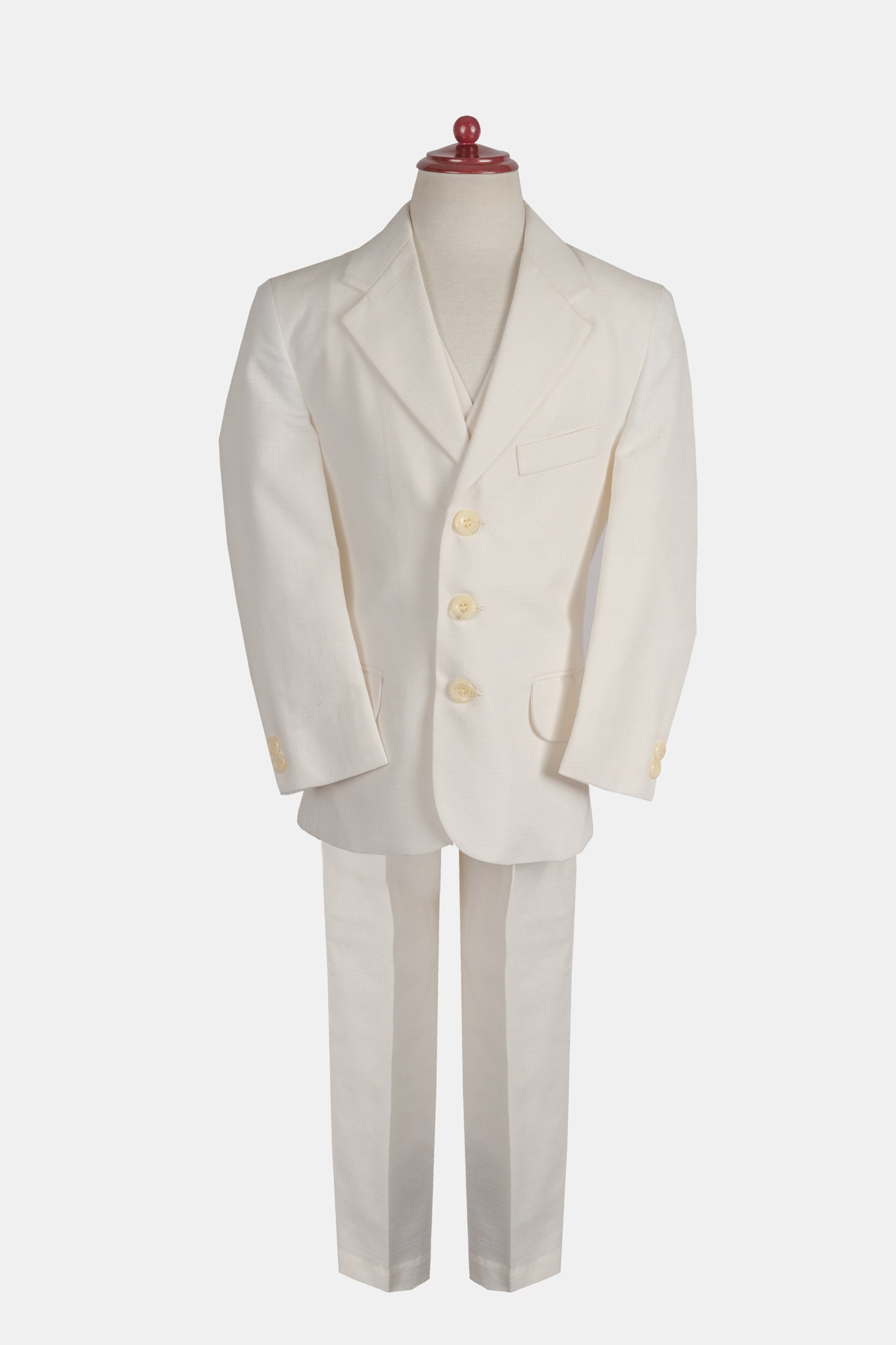 Toddlers to Teen Boys 5-piece Regular Fit Notched Lapel Linen Suit Set ...