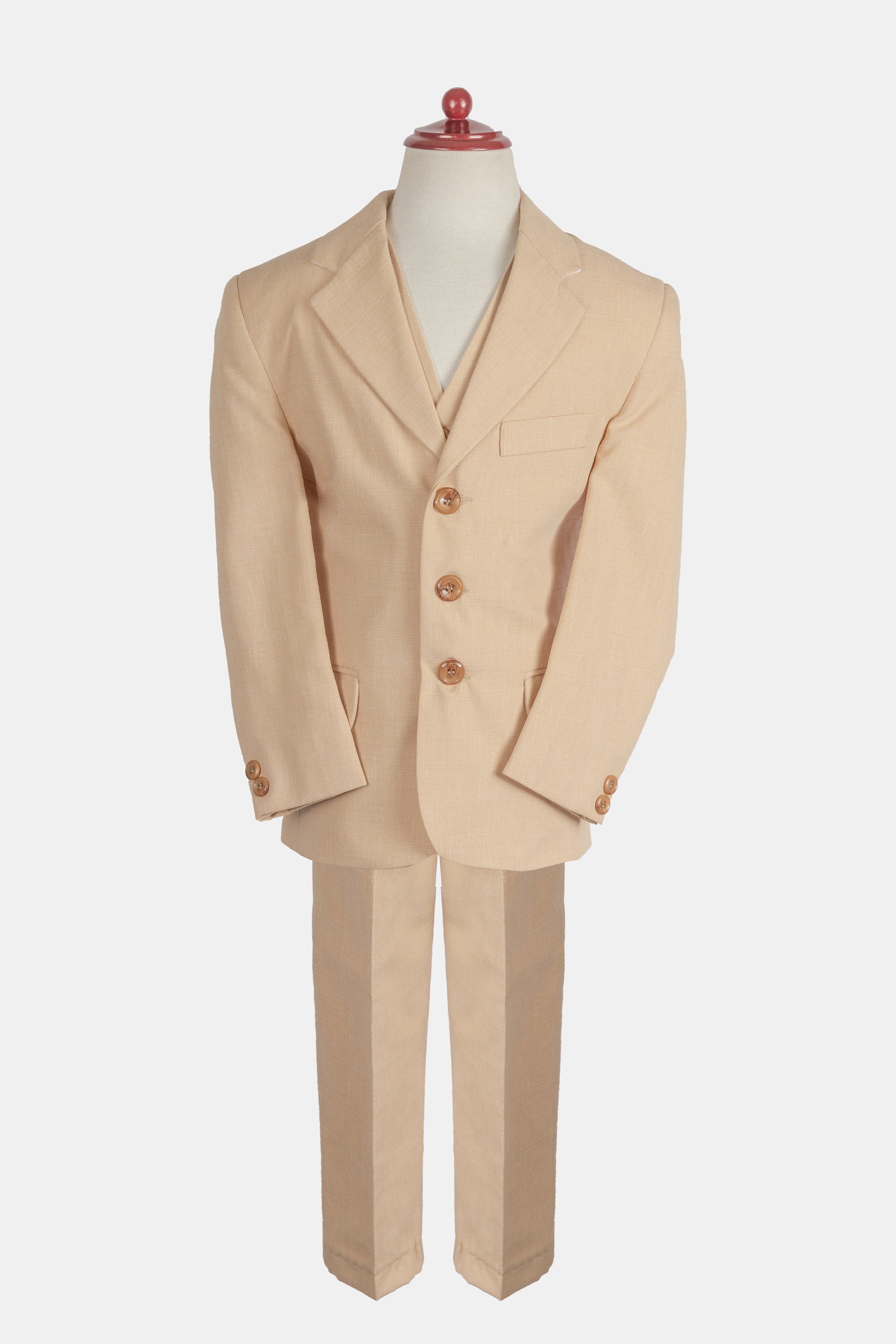 Toddlers to Teen Boys 5-piece Regular Fit Notched Lapel Linen Suit Set ...