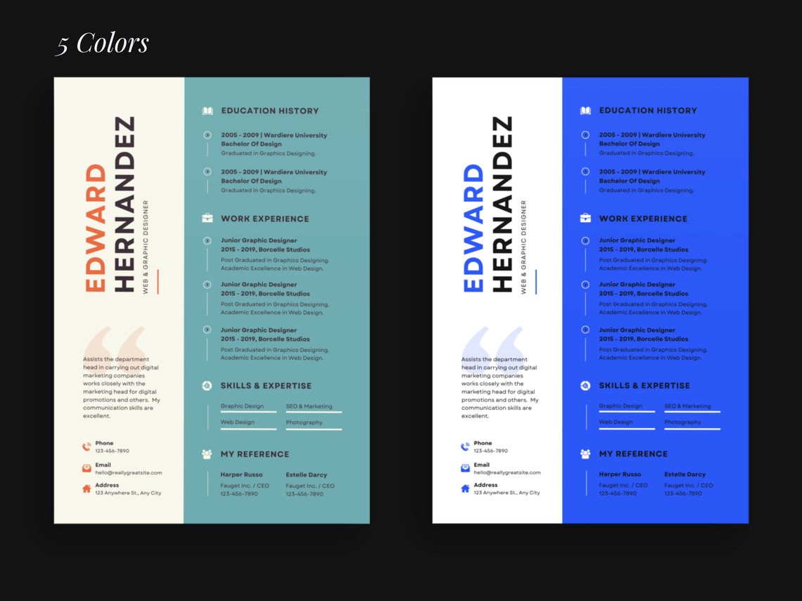 Clean and Modern Resume Template for Professionals in the Design ...