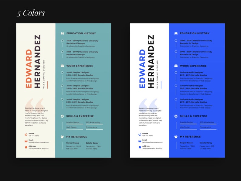 Clean and Modern Resume Template for Professionals in the Design ...