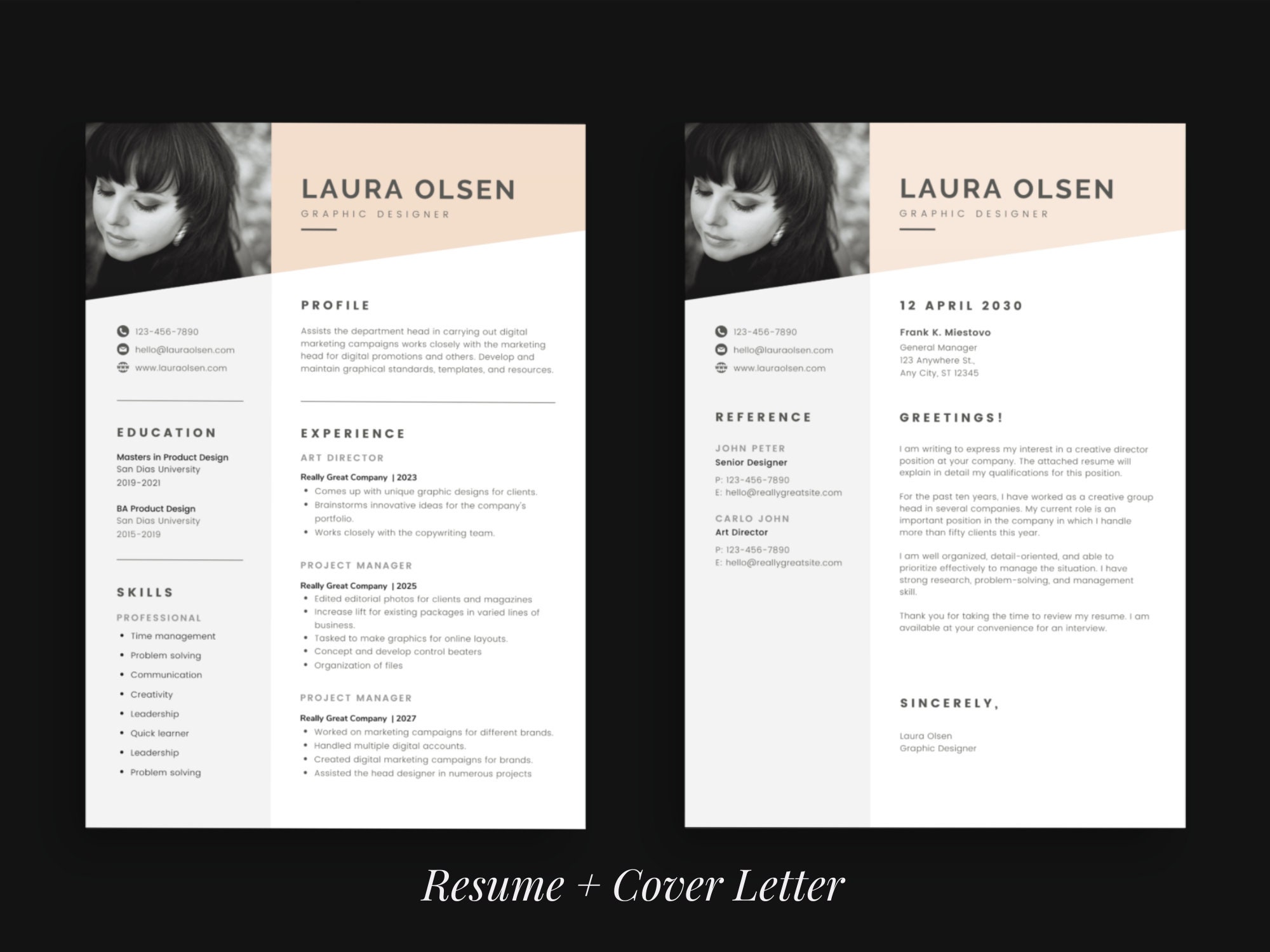 Modern Professional Graphic Designer Resume Template Two Pages Creative ...