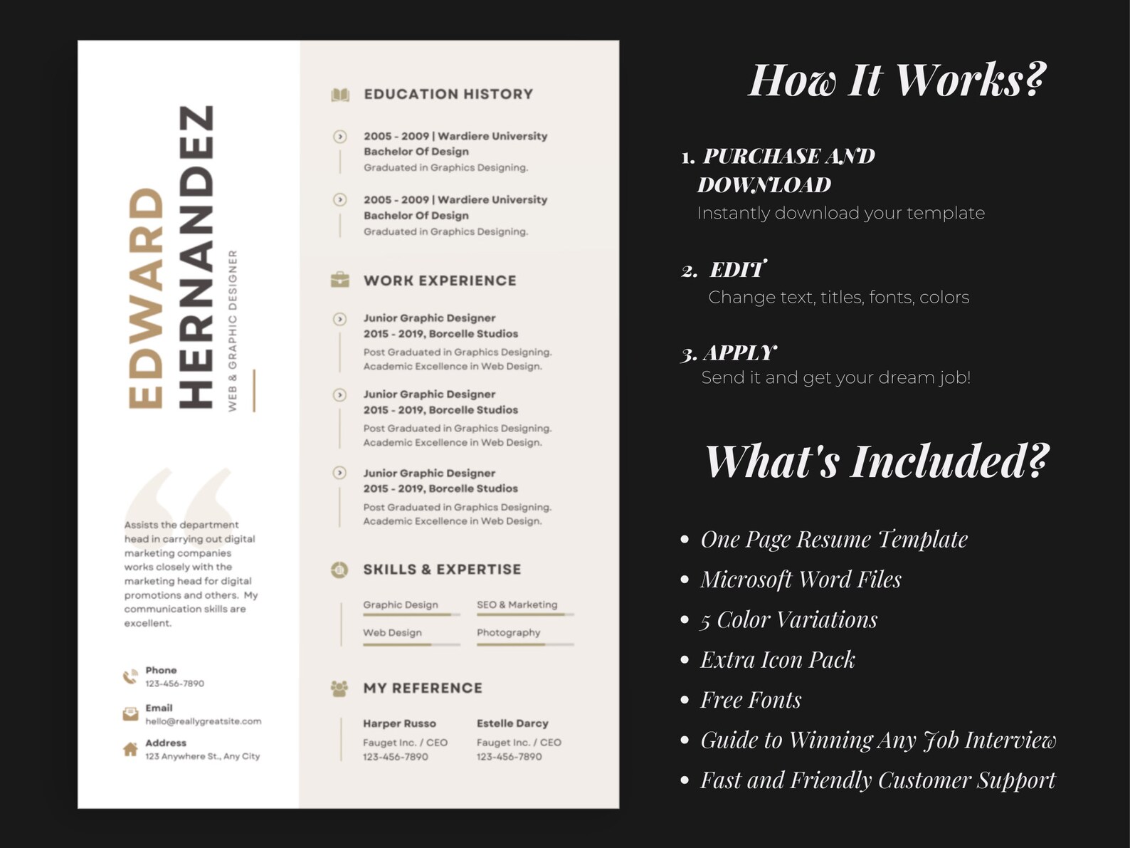 Clean and Modern Resume Template for Professionals in the Design ...