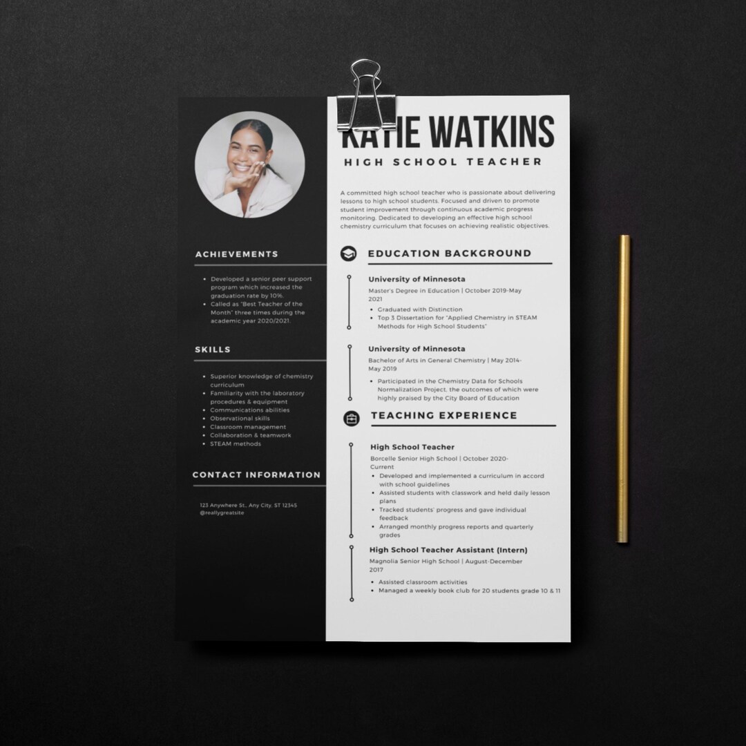 Professional & Modern Resume Template One Page Microsoft Word Resume ...