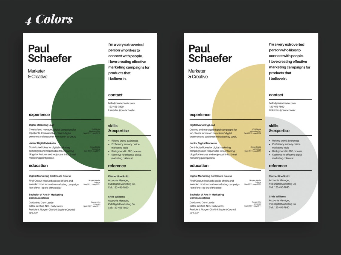 Modern & Creative Resume Template for Professionals in the - Etsy