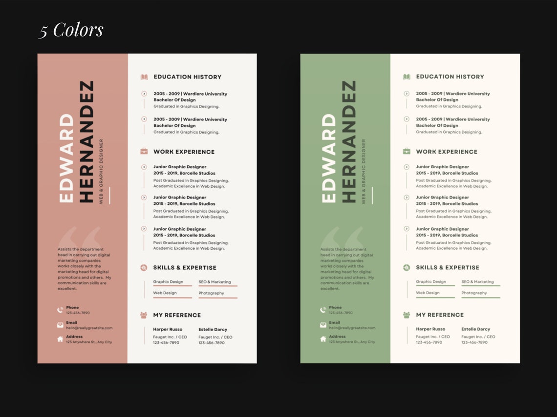 Clean and Modern Resume Template for Professionals in the Design ...