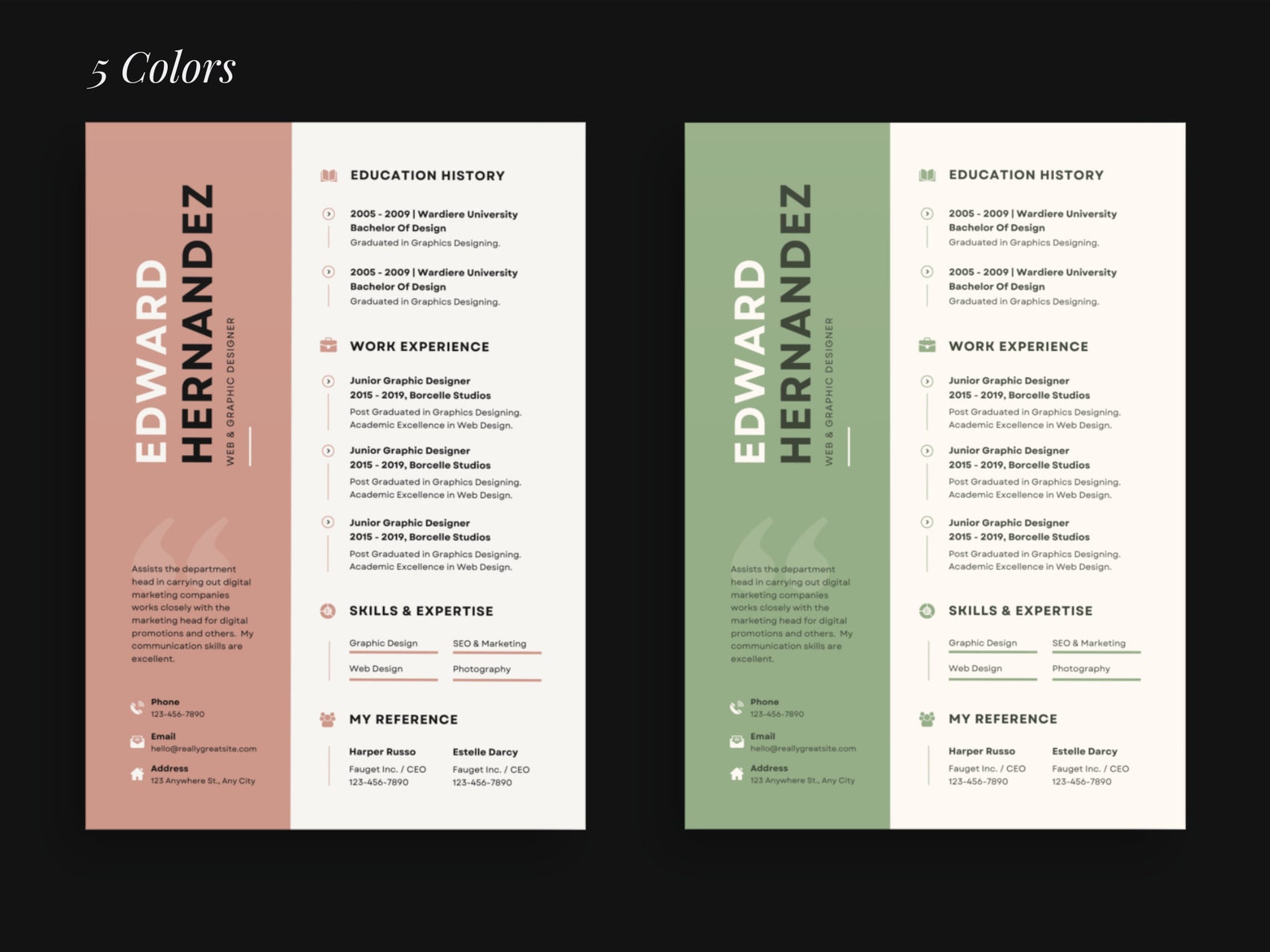 Clean and Modern Resume Template for Professionals in the Design ...