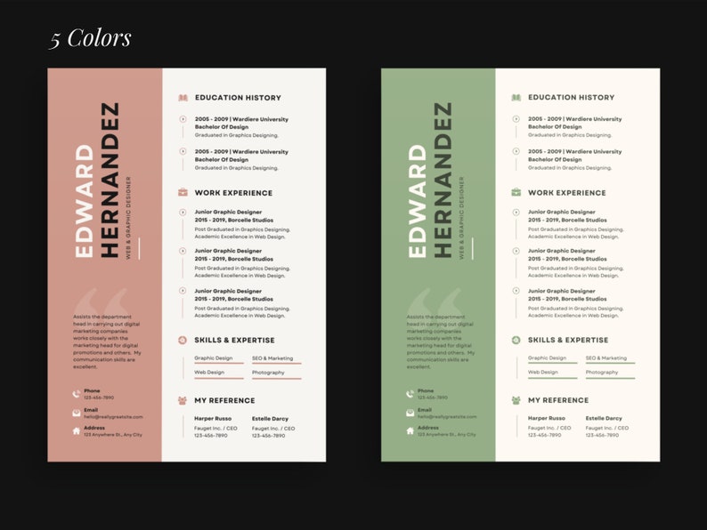 Clean and Modern Resume Template for Professionals in the Design ...