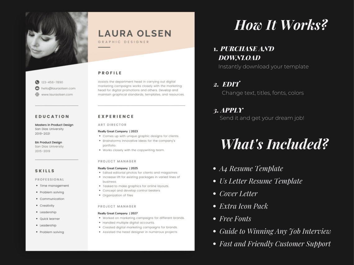 Modern Professional Graphic Designer Resume Template Two Pages Creative ...