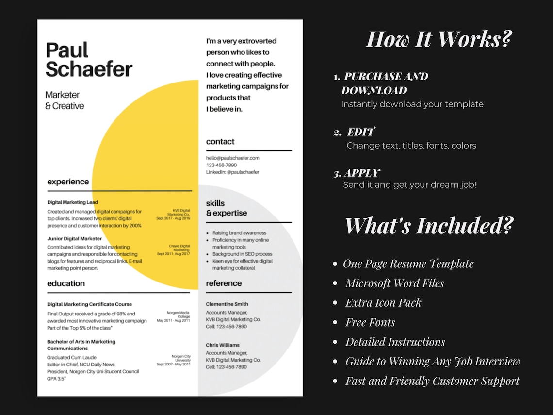 Modern & Creative Resume Template for Professionals in the - Etsy