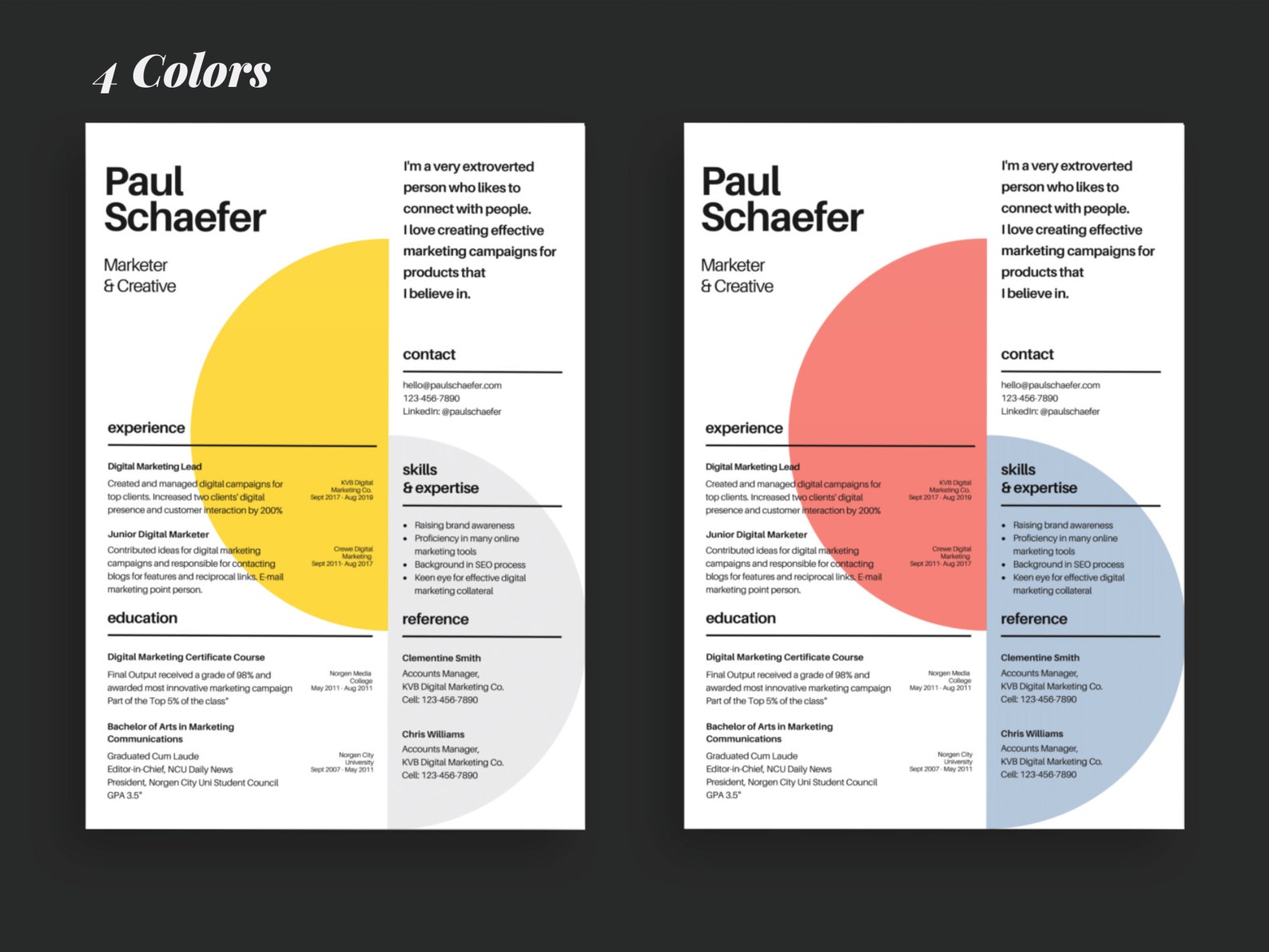 Modern & Creative Resume Template for Professionals in the - Etsy