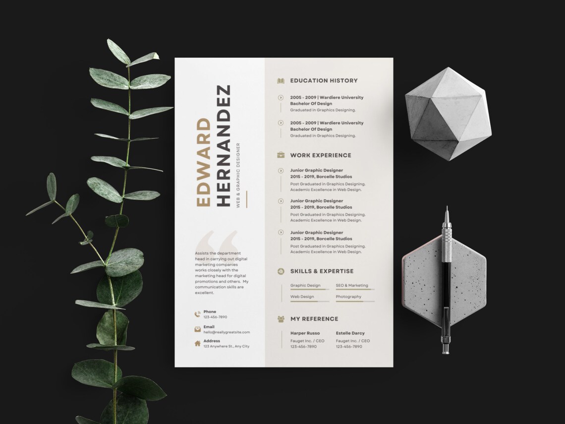 Clean and Modern Resume Template for Professionals in the Design ...