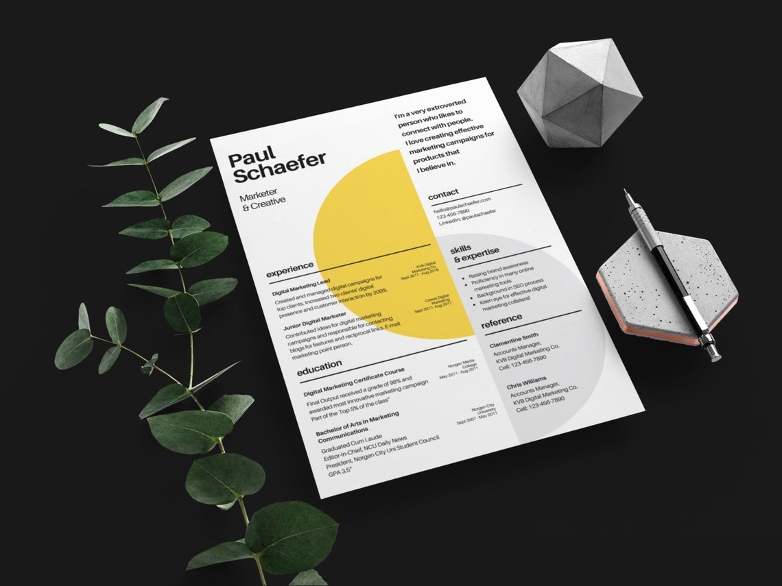 Modern & Creative Resume Template for Professionals in the - Etsy
