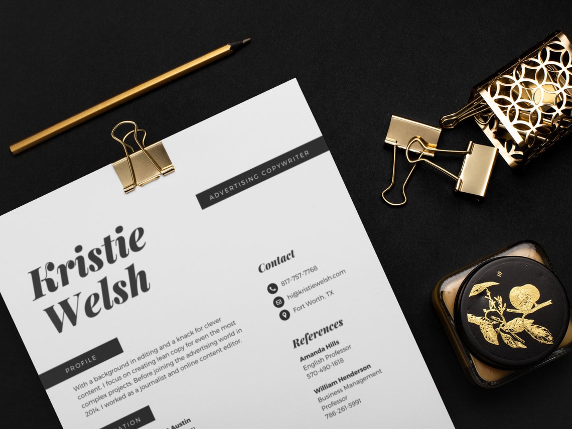 Copywriter Resume Template Professional CV Template for - Etsy